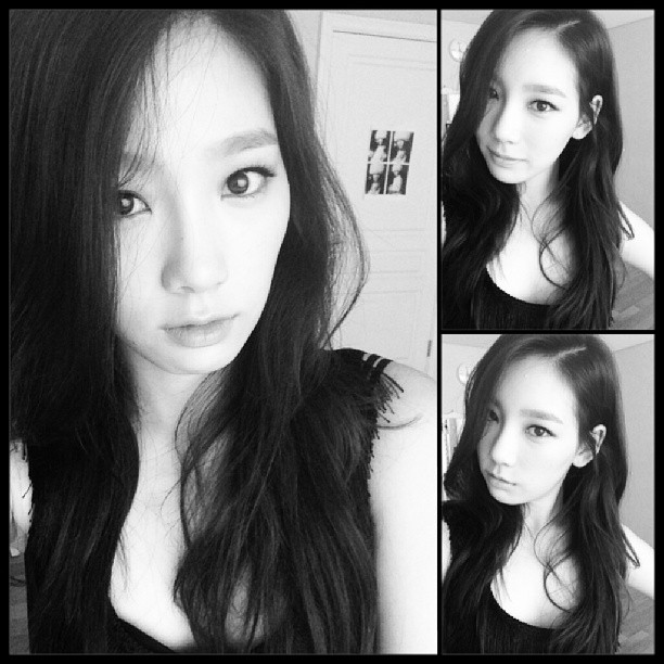 Girls’ Generation’s TaeYeon and her lovely set of black and white SelCa ...