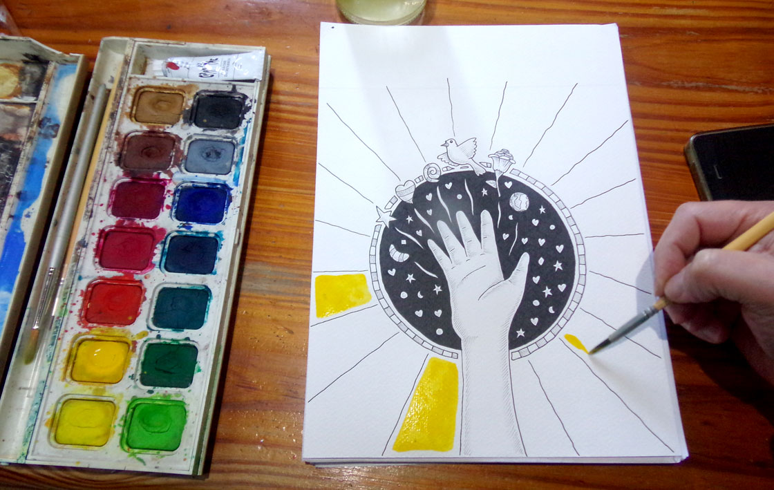 Ilustrador Alexiev Gandman: Paso a paso para ilustrar la "No violencia"