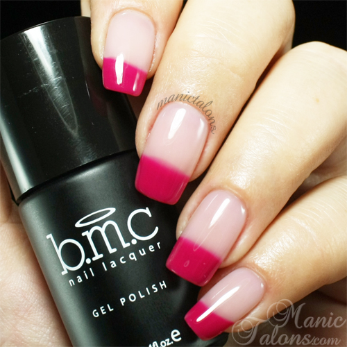 Manic Talons Nail Design: BMC Raspberry Rush with Snowflake Stamping