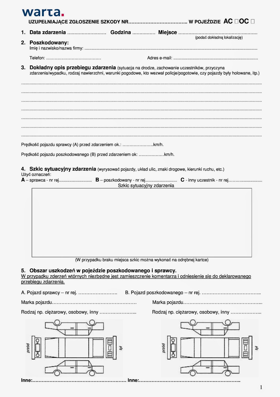 Likwidacje szkód komunikacyjnych: WARTA