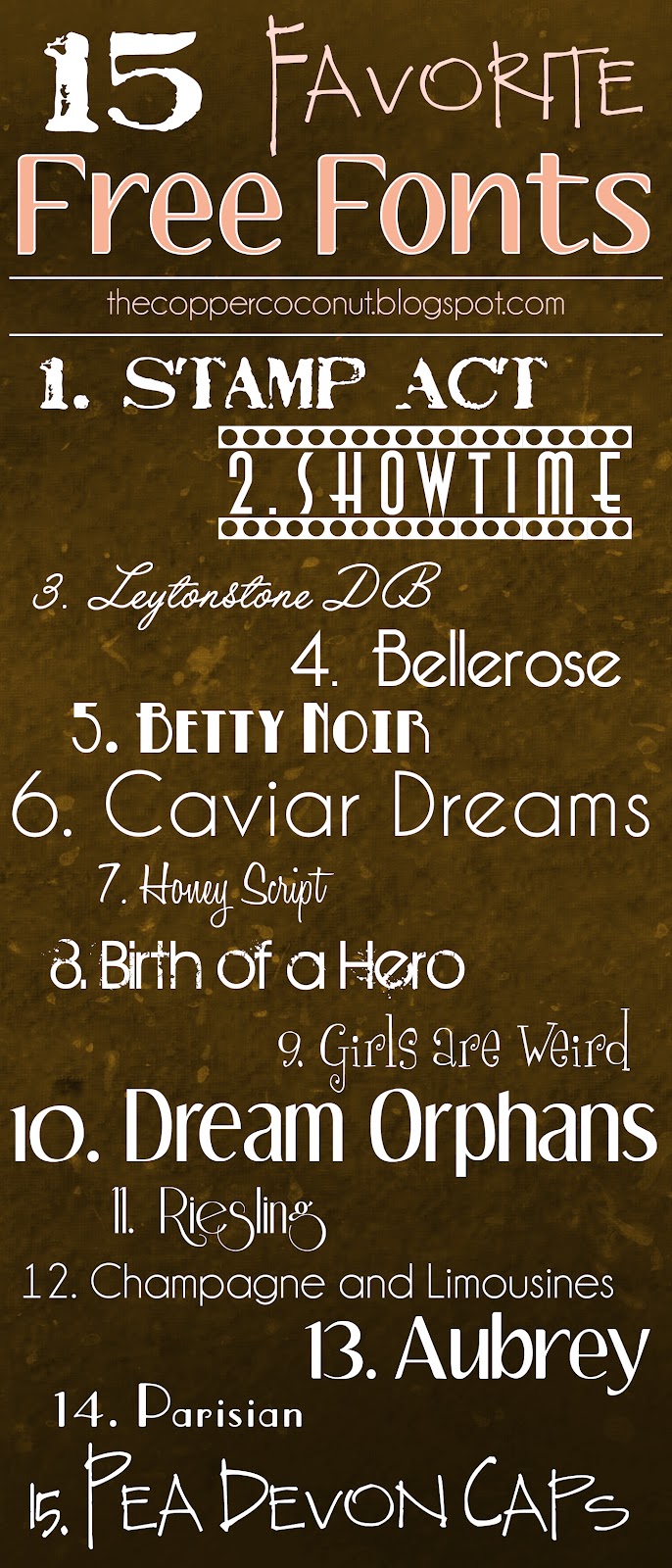 the copper coconut: 15 Favorite Free Fonts