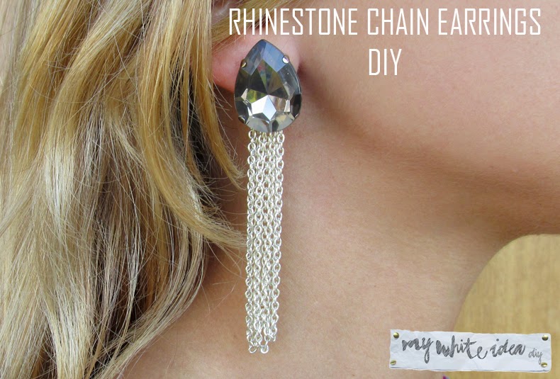 RHINESTONE CHAIN EARRINGS DIY | MY WHITE IDEA DIY