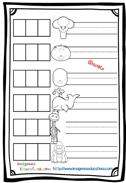 Fichas de Primaria: Palabras de tres sílabas