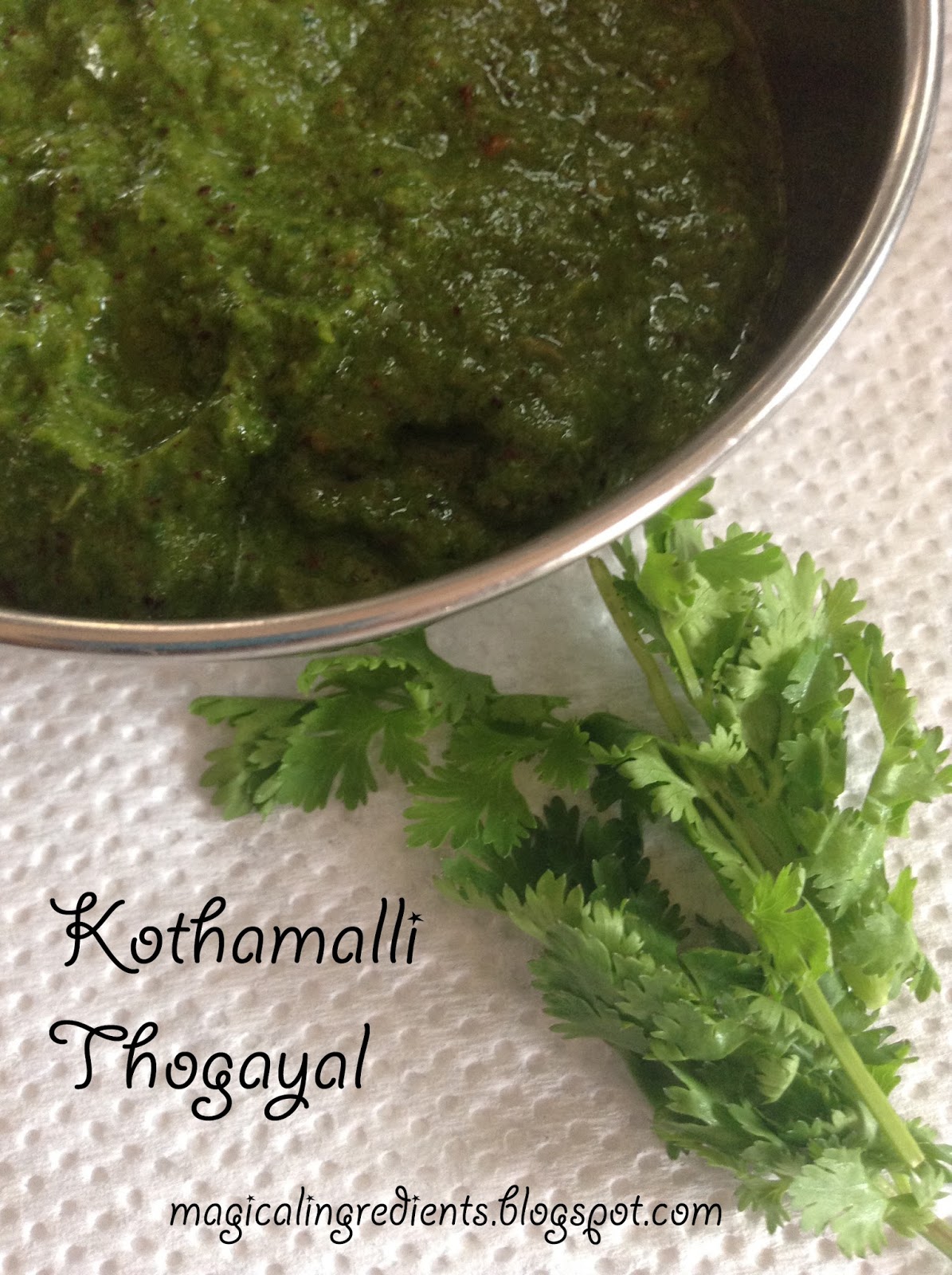Kothamalli Thogayal / Chutney - Magical Ingredients