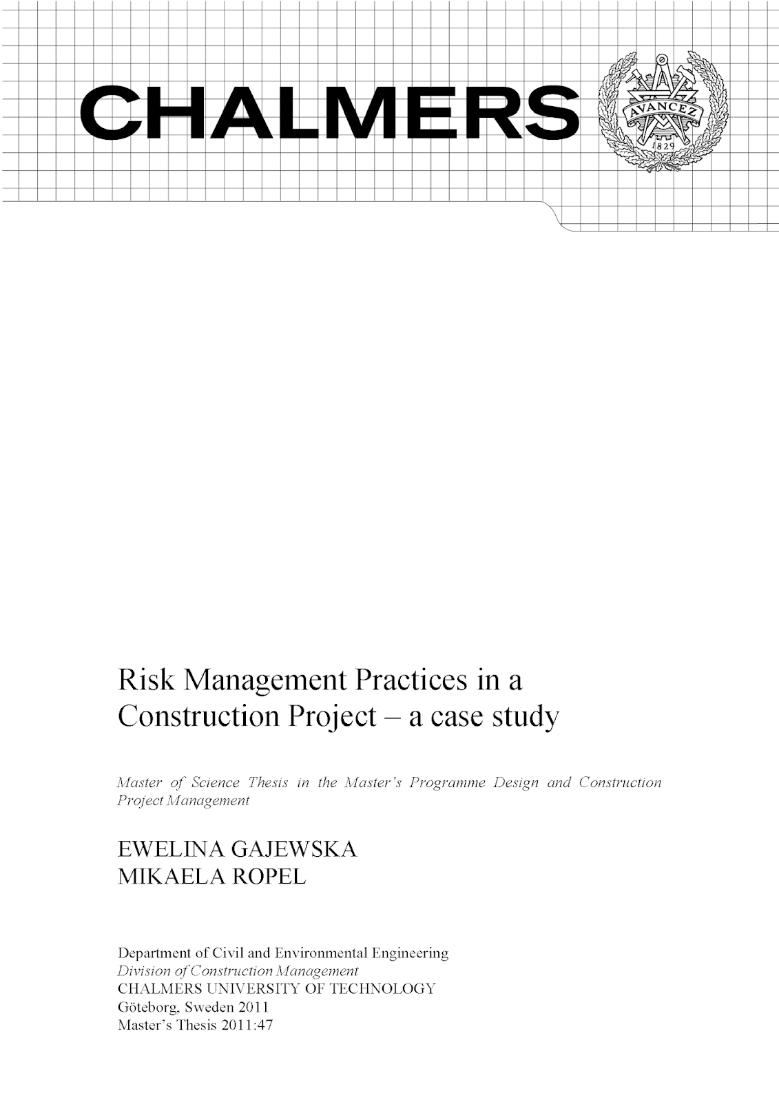 Risk Management Practices in a Construction Project