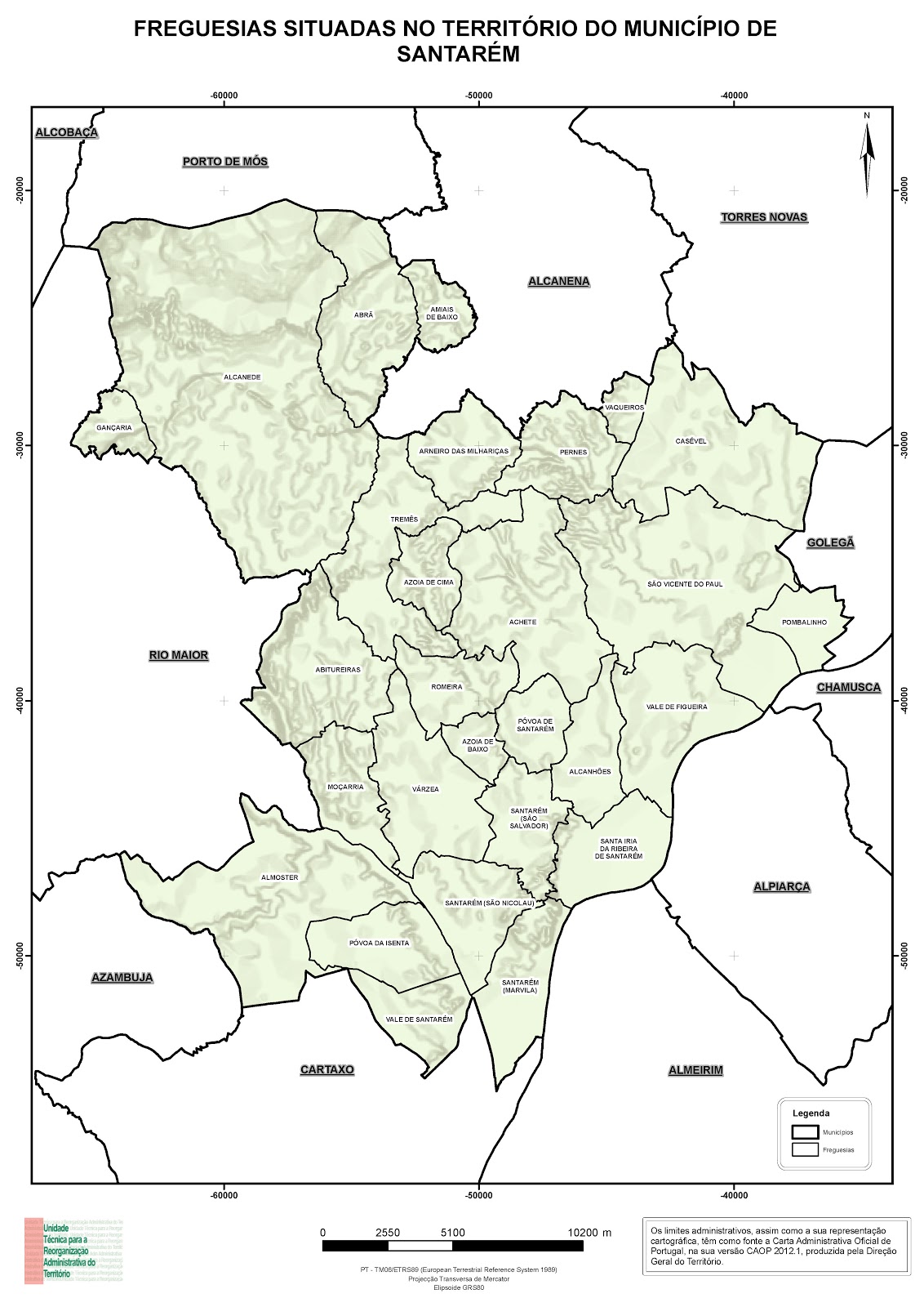 Mapa das freguesias de Santarém (enquanto existem na presente ...