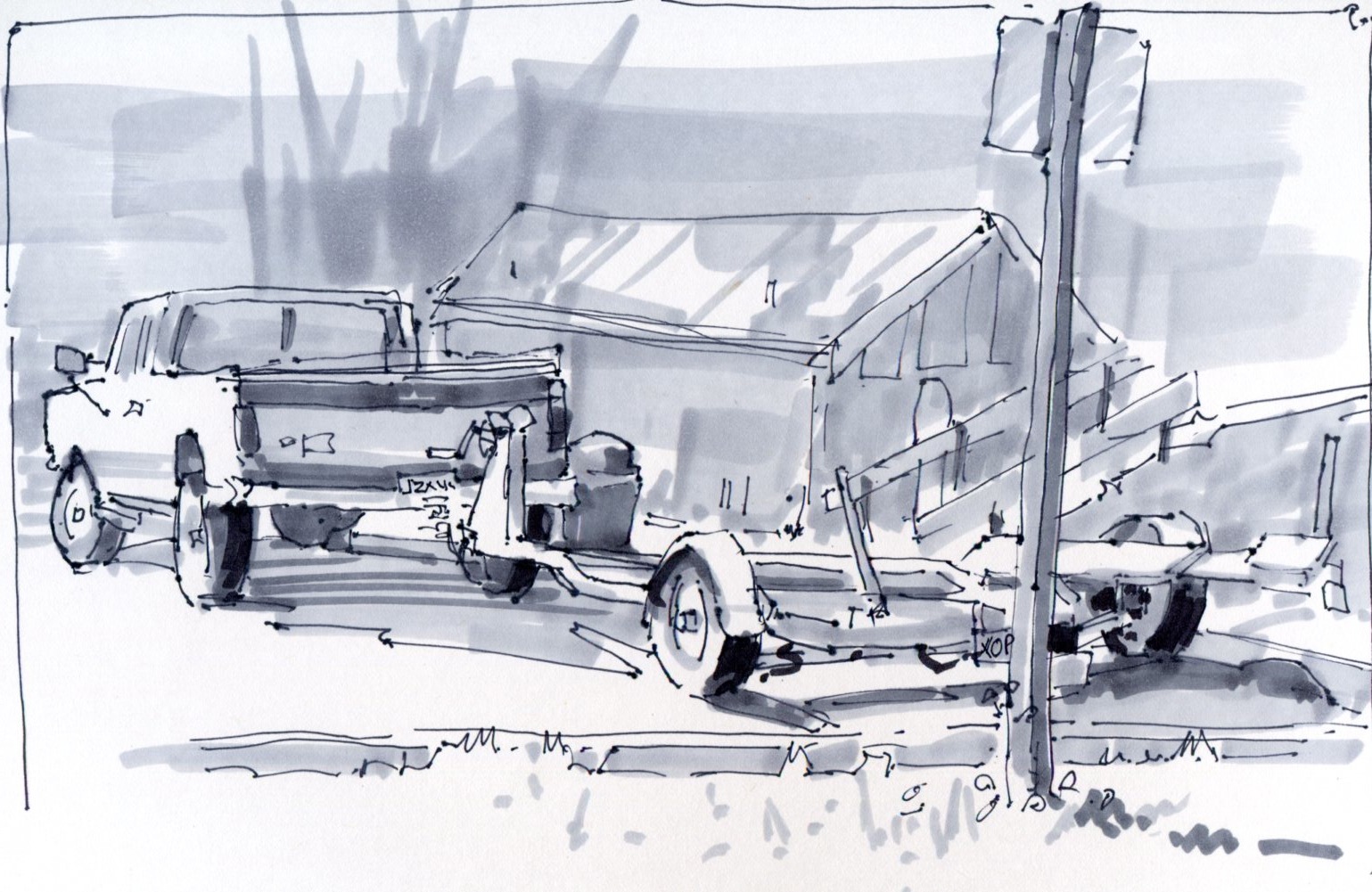 Darrell Anderson's Paintings, Marker Drawings and Prints: Boat Launch, 8x10