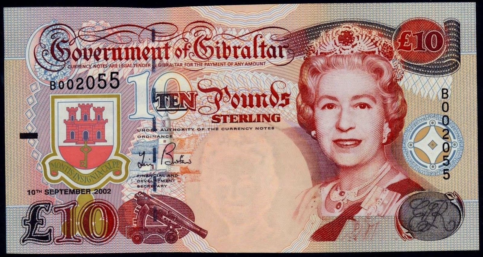 Gibraltar 10 Pounds banknote 2002 Queen Elizabeth II|World Banknotes ...