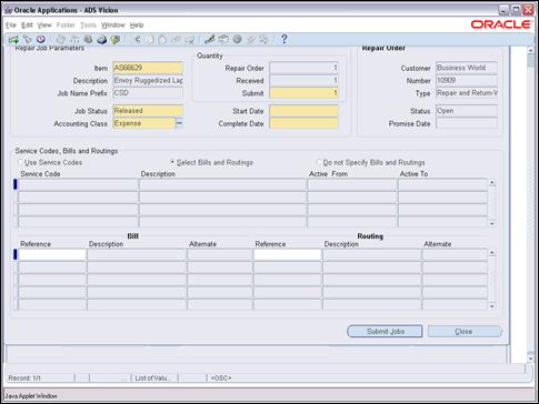 Oracle Applications: Oracle Depot Repair- Third Party Repair