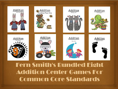 Common Core Standards for Bundled Eight Addition Center Games - Fern ...