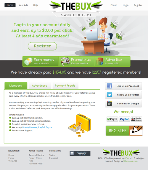 The-Bux.net Best PTC Site Reviews Scam-Legit Paying Proof Singup ~ Elit ...