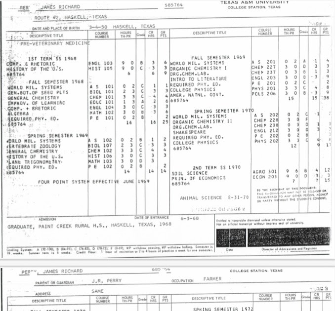 Religious Douchebags: Rick Perry's College Transcripts