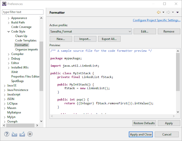 Ibrahim Sawalha's Blog: Eclipse Java and HTML Code Formatter Ibrahim Sawalha's Blog: Eclipse Java and HTML Code Formatter