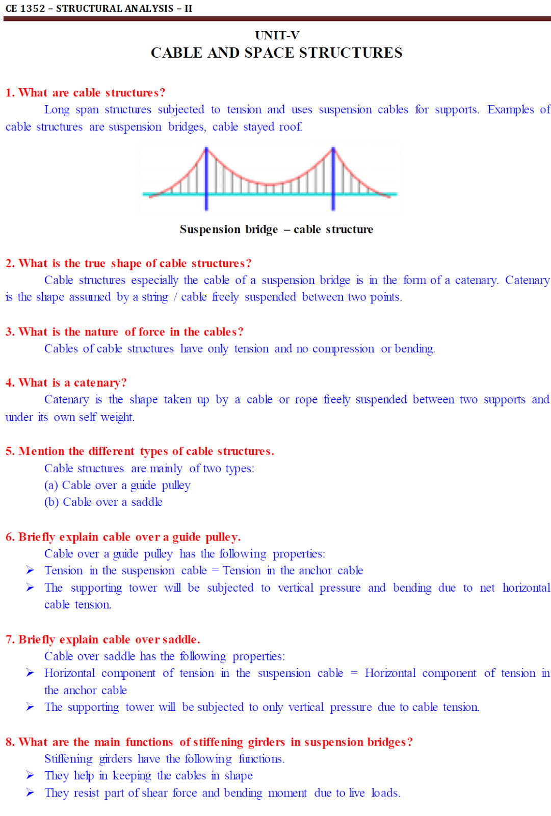 CE2351 Structural Analysis - II : 02 marks questions with answers ...