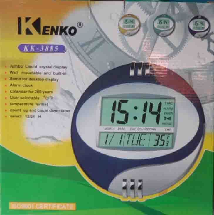 Jual aneka barang: jam digital kenko KK-3885 LCD wall clock