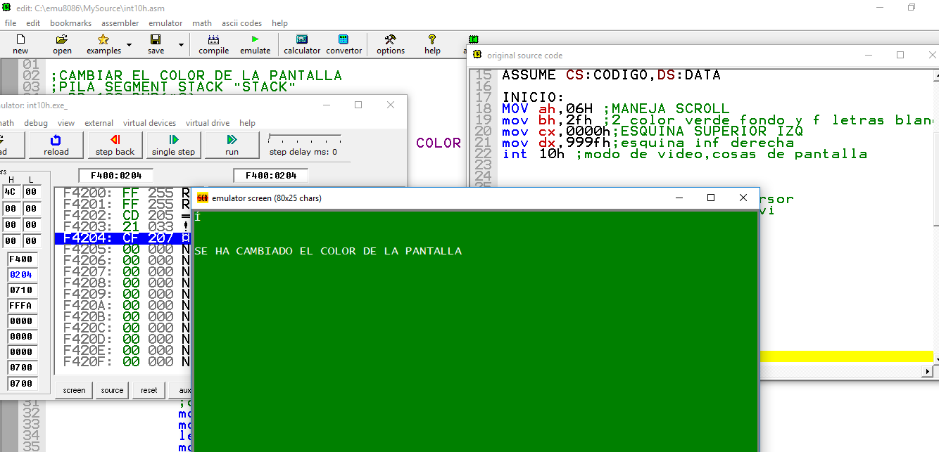 Lenguaje de Interfaz: int10h