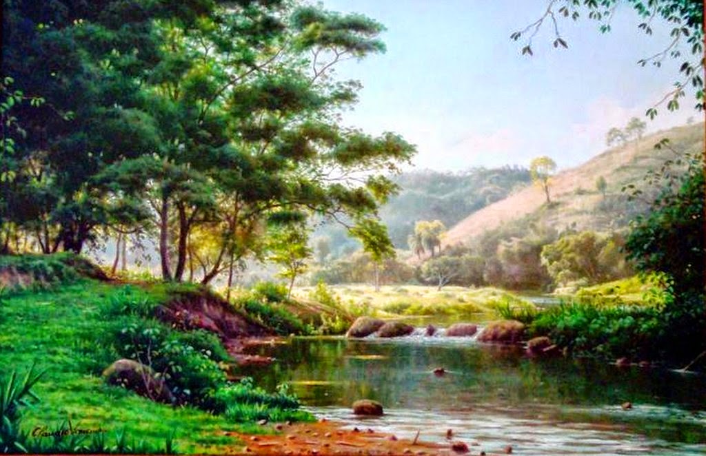 Cuadros Modernos Pinturas y Dibujos : Cuadros con Rios y Vistas Verdes ...