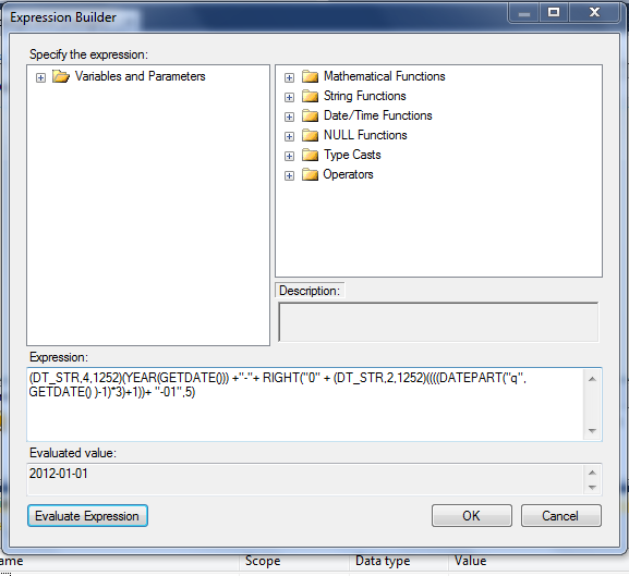 Brent Greenwood's blog: SSIS Expressions and Quarter Start Dates