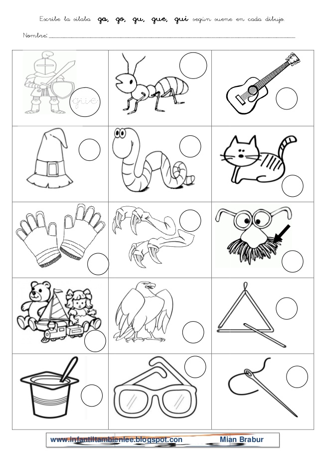 La clase de Marta: GA, GO, GU