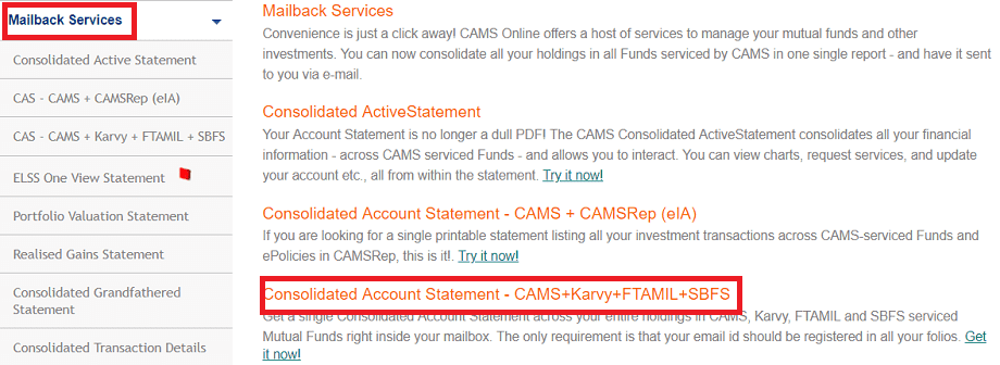 How to get Consolidated Account Statement for your Mutual Fund investment?
