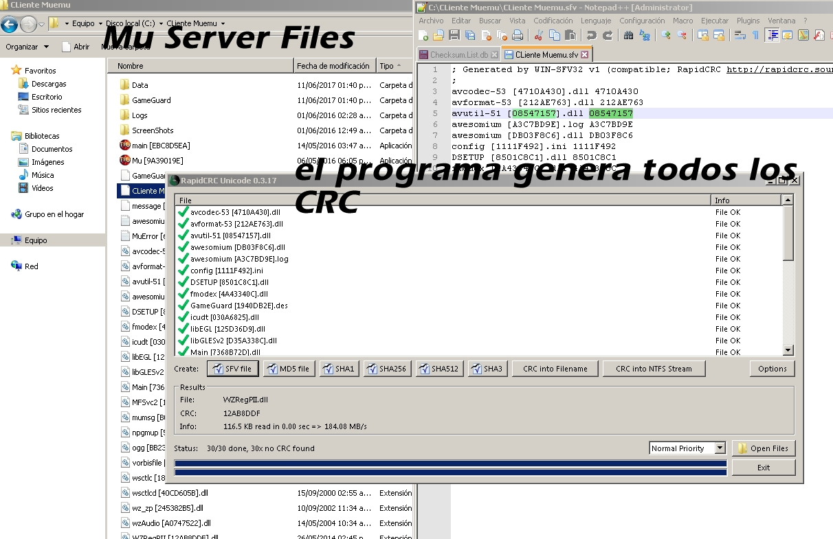 Checksum de MHP Antihack con Rapid CRC Unicode Portable