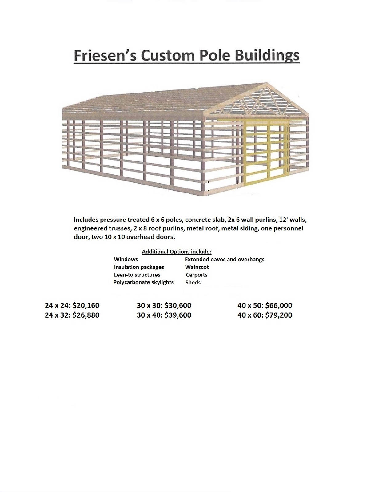 Friesen's Cabin Journal: METAL POLE BUILDING PRICES