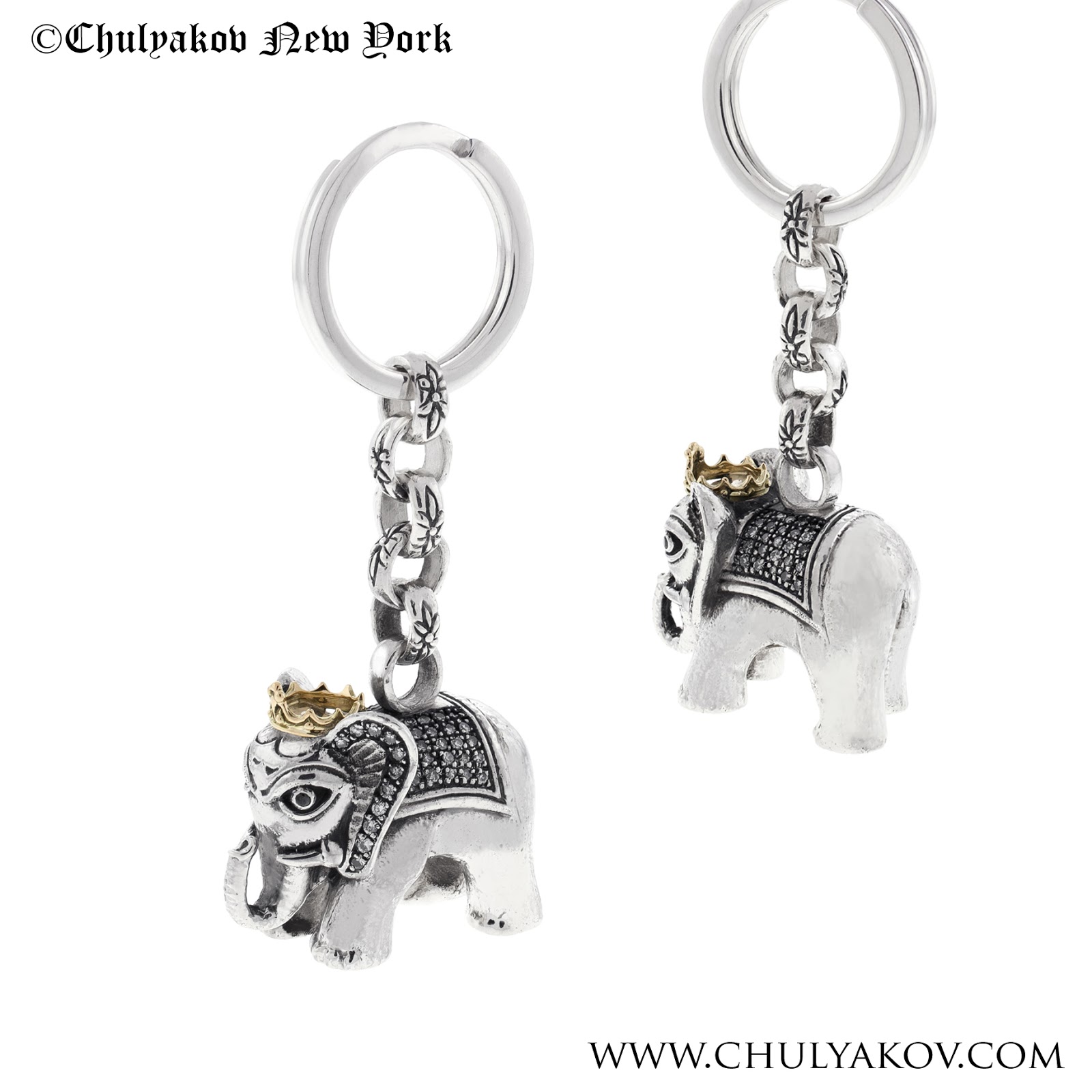 Amazing Sterling Silver KeyChain Elephant ~ ©CHULYAKOV NEW YORK ...