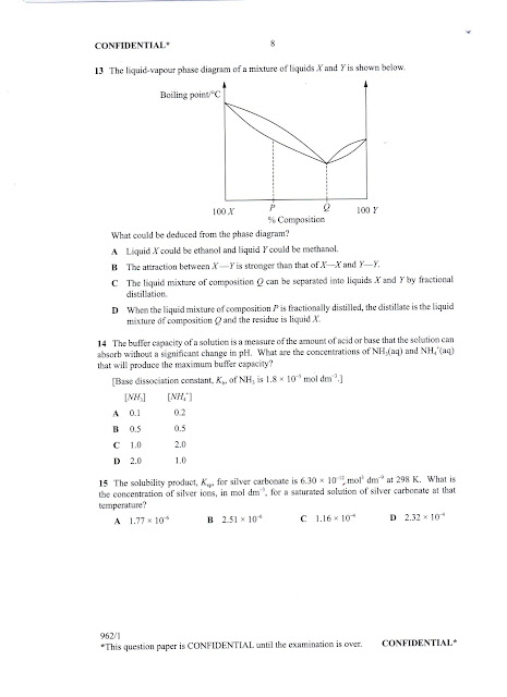 Form 6 Chemistry: 2012-2013 STPM Chemistry Actual Paper