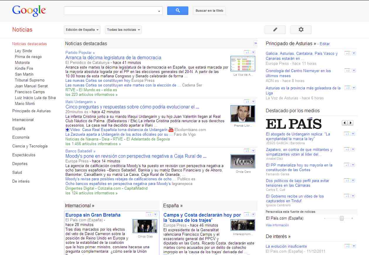 El Rincón Invisible: Google destaca las noticias