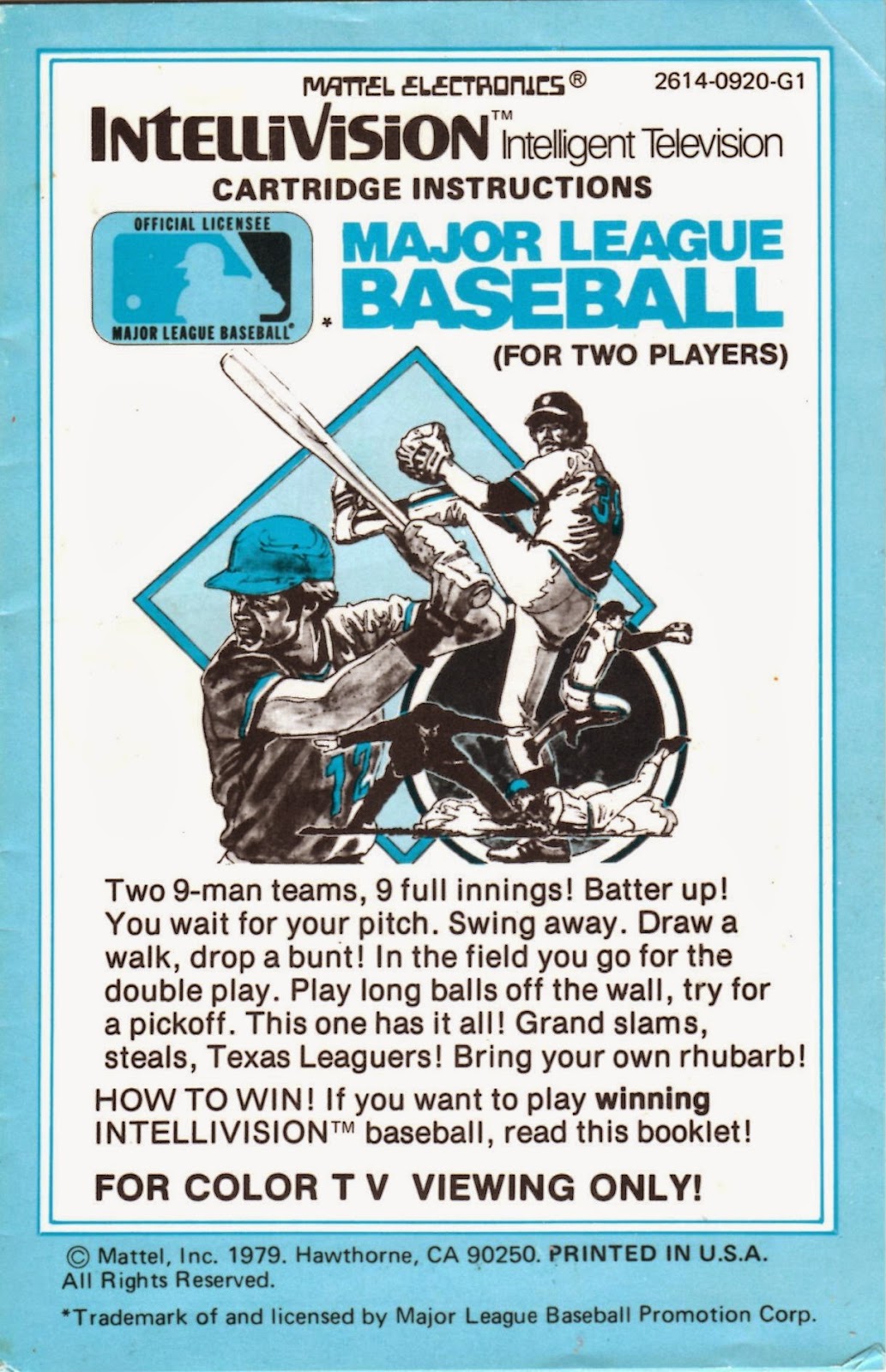 Electronic Baseball : Intellivision - Major League Baseball
