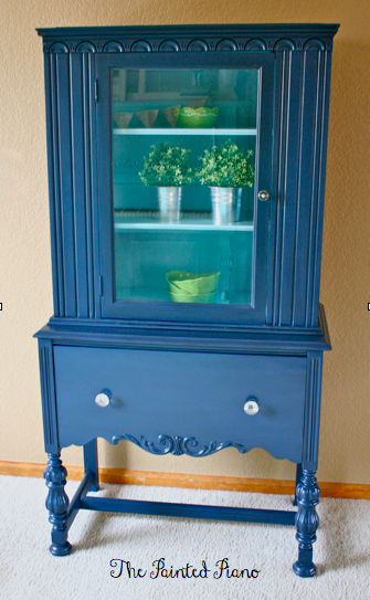 The Painted Piano: Tall Blue Cabinet Makeover