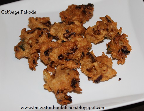 Busy At Indian Kitchen: Wheat Flour & Cabbage Pakoda