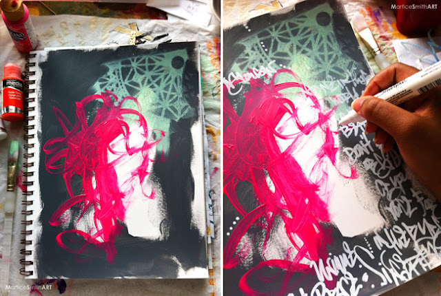 StencilGirl Talk: Graffiti Grunge Art Journal Page by Martice Smith II