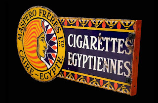 PATINA ANTIK: RARE 'MASPERO FRERES' CIGARETTES EGYPTIENNES ENAMEL SIGN