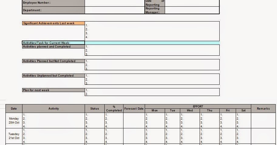 Daily Reporting Tracker System in Excel