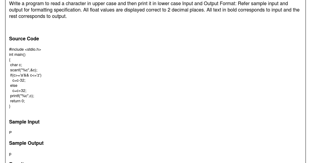 Programming Tutorials: Convert a character in upper case to lower case ...