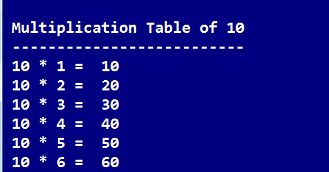 Introduction to Programming: Multiplication Table
