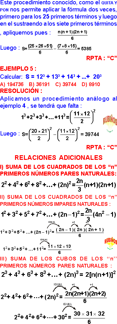 SERIES Y SUMATORIAS FÓRMULAS , MÉTODOS Y EJEMPLOS DE RAZONAMIENTO ...