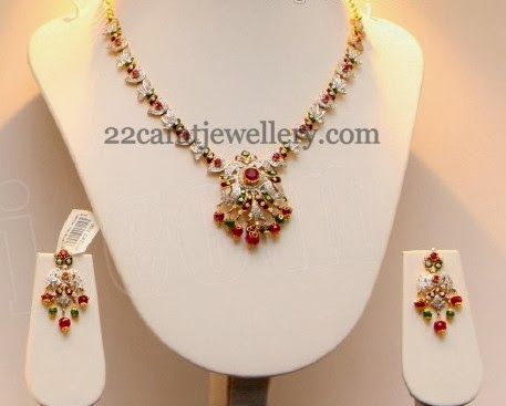 Very Simple and Delicate Diamond Set - Jewellery Designs