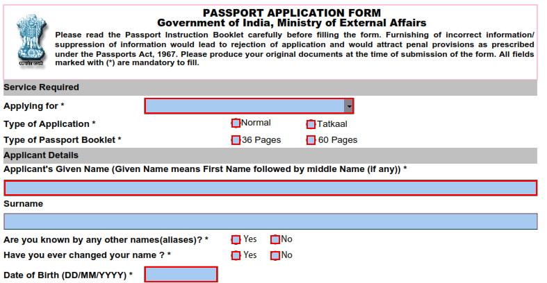 FREE ONLINE SEVA: Apply for Fresh Passport\Re-issue Passport Offline ...