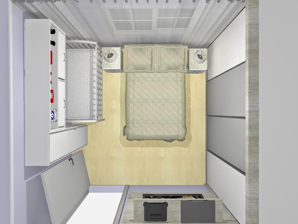 Simone Moura: Estudo de Layout: Quarto Casal readequado para berço