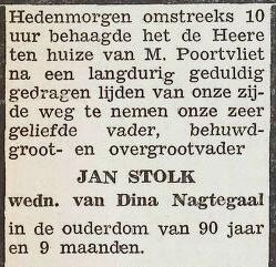 Genealogie Bos: Jan Stolk uit Dirksland werd 90 jaar oud