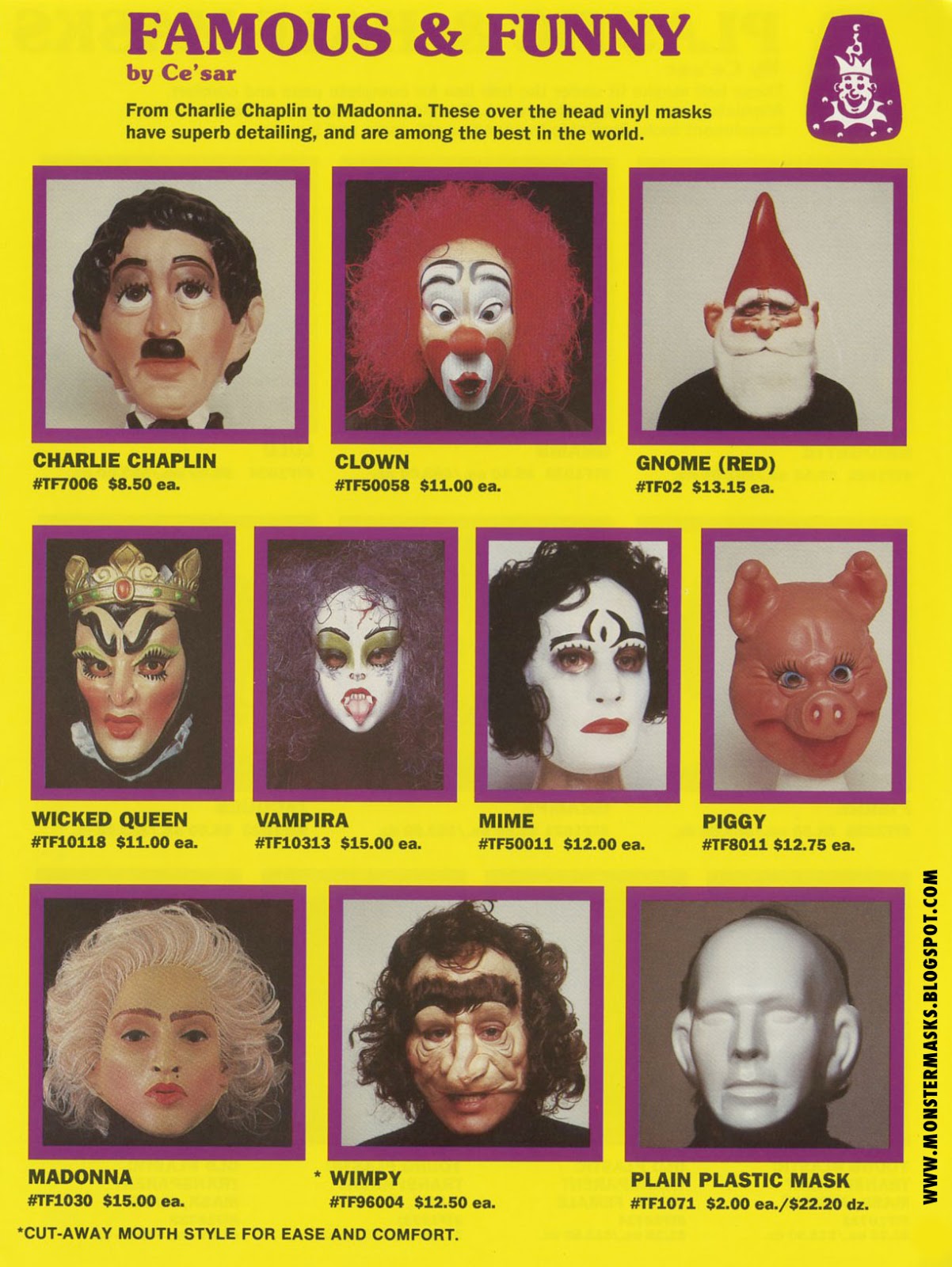 1992 Cesar Mask Catalog | Blood Curdling Blog of Monster Masks