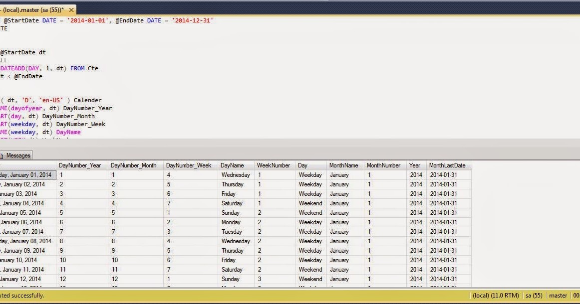 All about SQLServer: SQL Server - Calender details