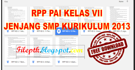 Contoh RPP PAI Kelas VII SMP Kurikulum 2006 Lengkap - File PTK