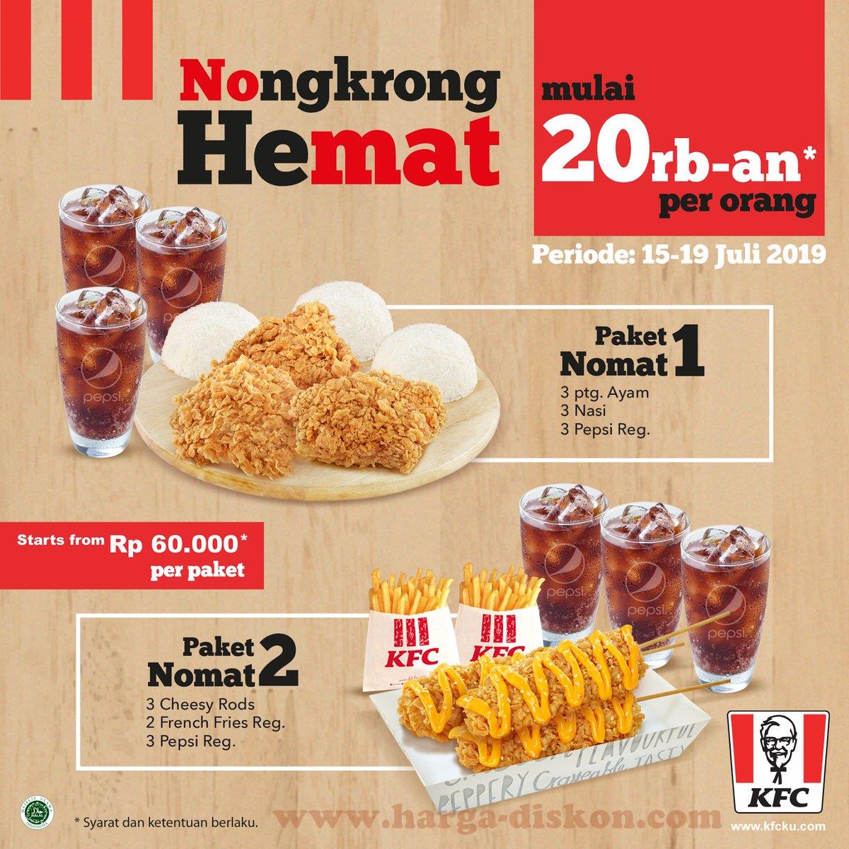 Promo KFC Terbaru Paket Nongkrong Hemat mulai Rp20.000 Per Orang.