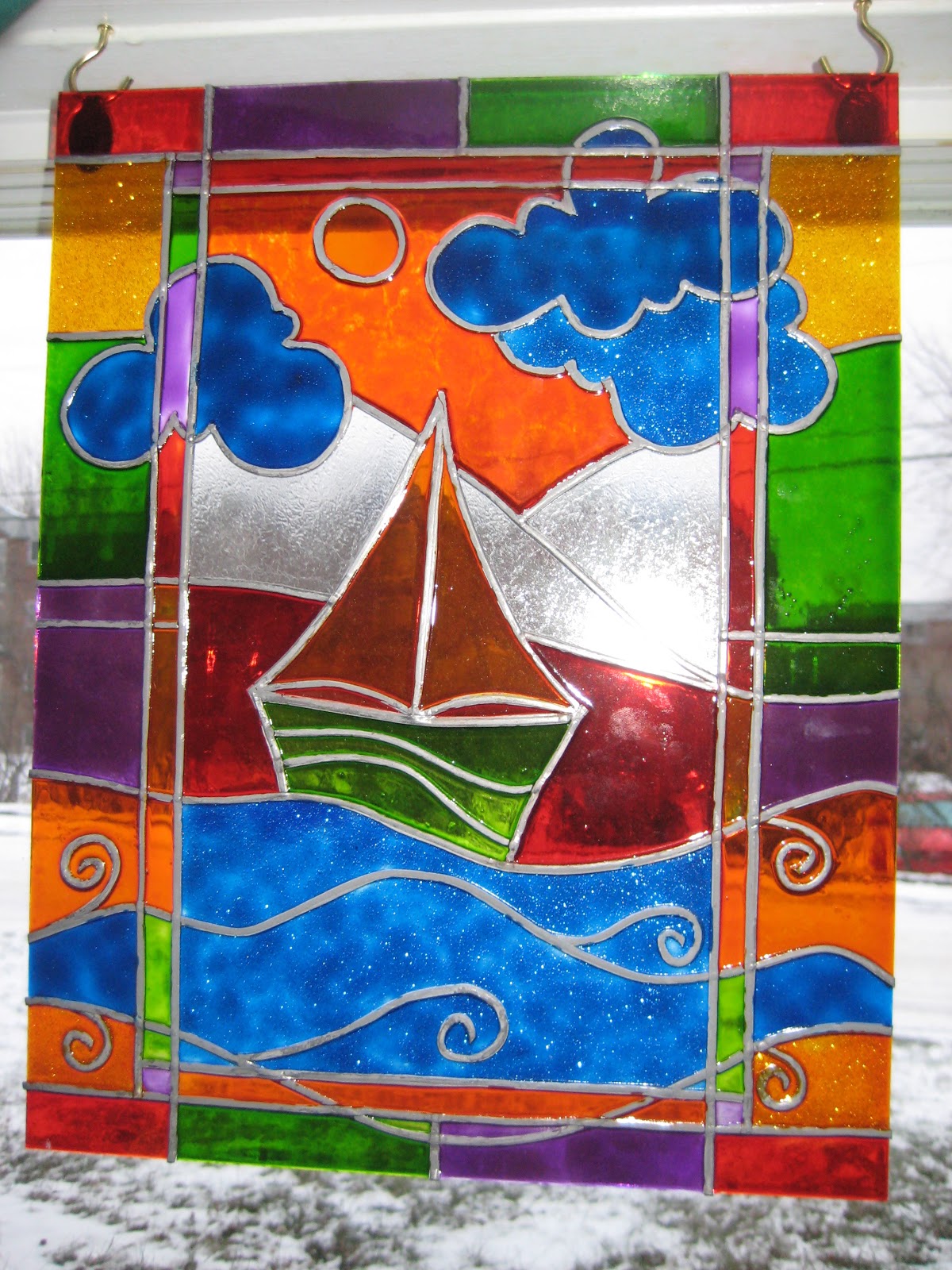 Chez Lili: Barco pintado em vidro / Bateaux en faux vitrail