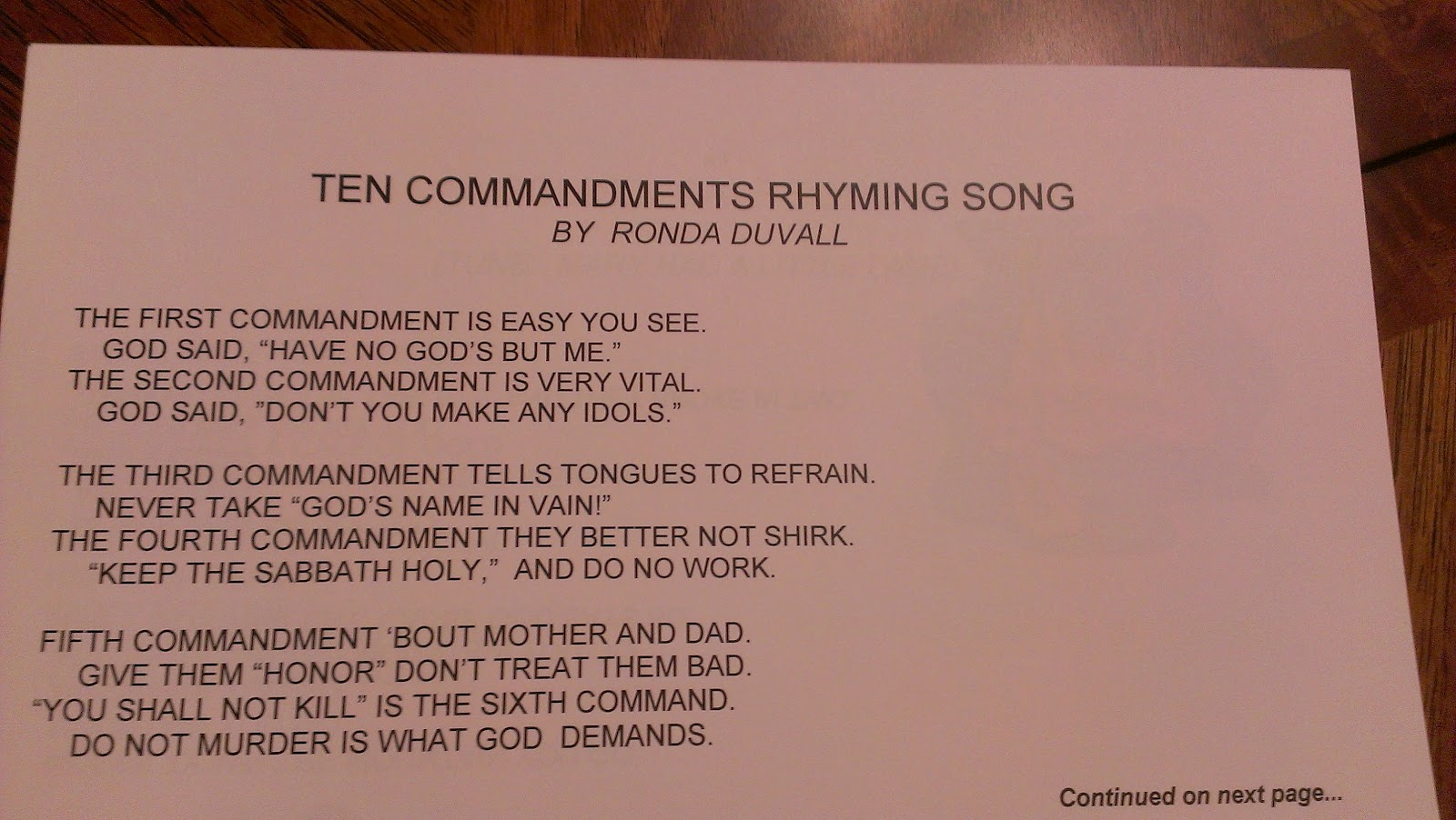 Hands On Bible Teacher: Ten Commandments Song (Per Request)