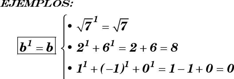 POTENCIA CON EXPONENTE UNO EJEMPLOS Y EJERCICIOS RESUELTOS DE POTENCIACION