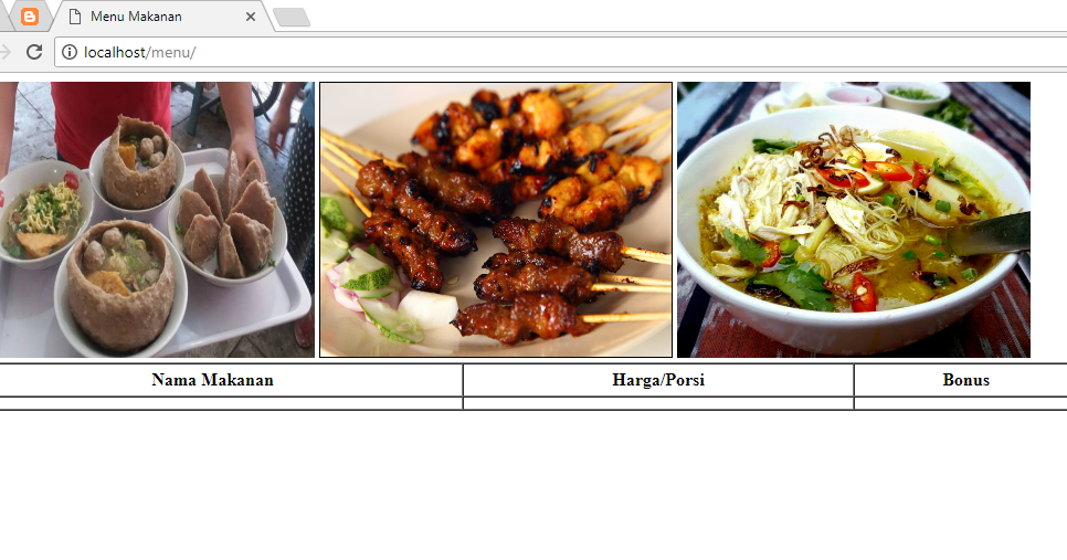 Menu Makanan Dinamis Dengan Javascript